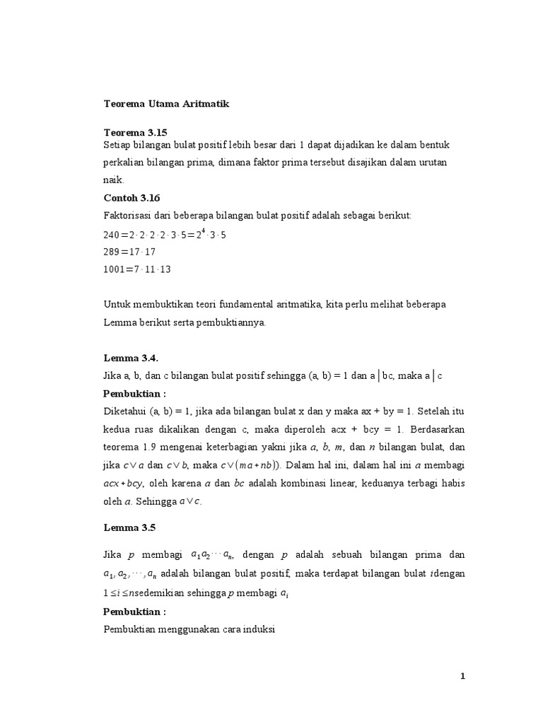 Teorema Utama Aritmatik Pertemuan 11 | PDF | Metode & Bahan Ajar
