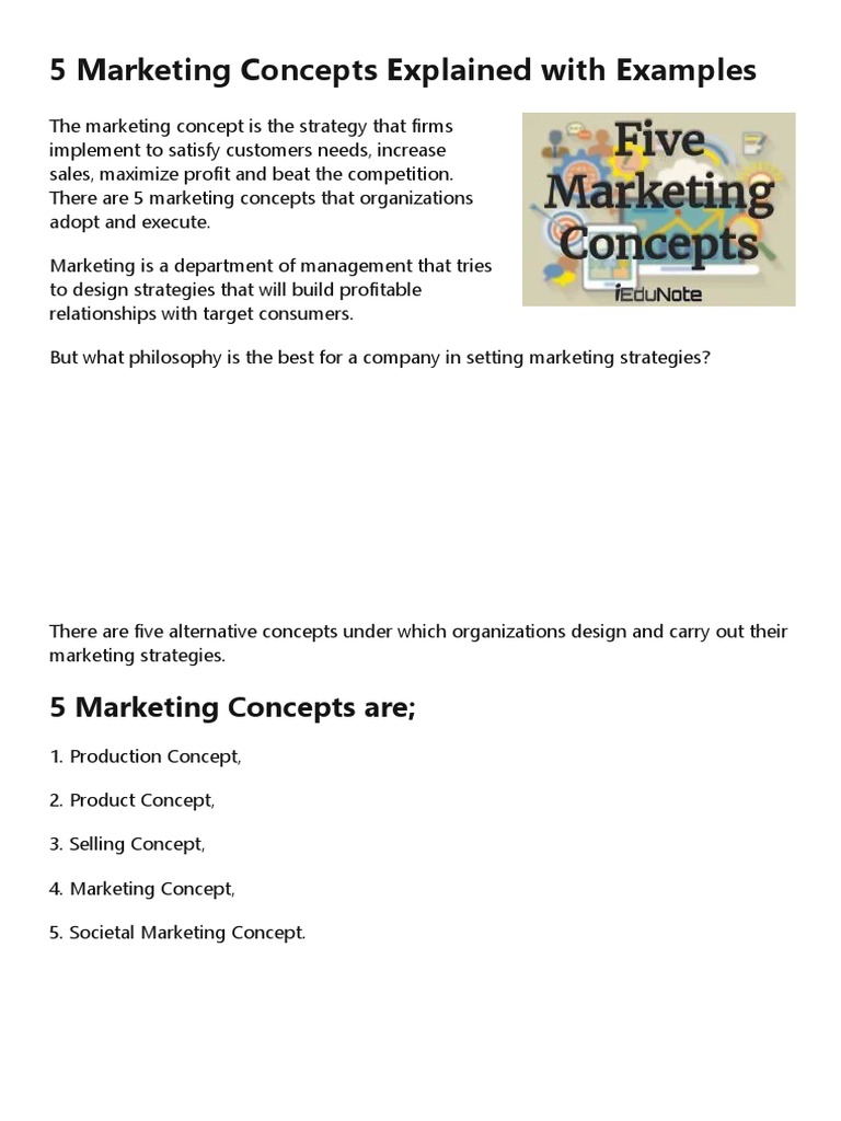 Marketing Concept - 5 Concepts of Marketing Explained With Examples ...