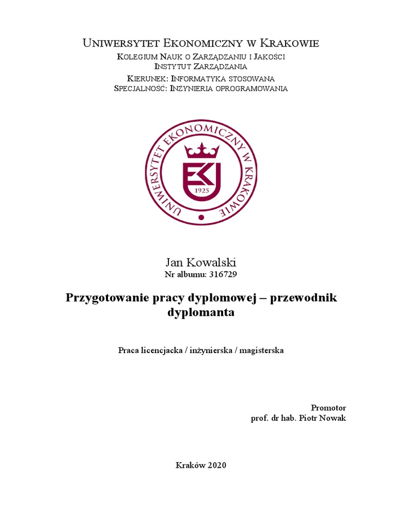 Uek Thesis Szablon Pracy Dyplomowej v1.8 | PDF
