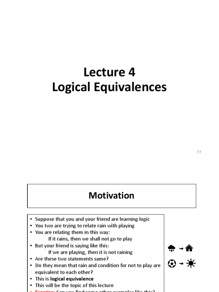 Logical Equivalences | PDF | Contradiction | Logic