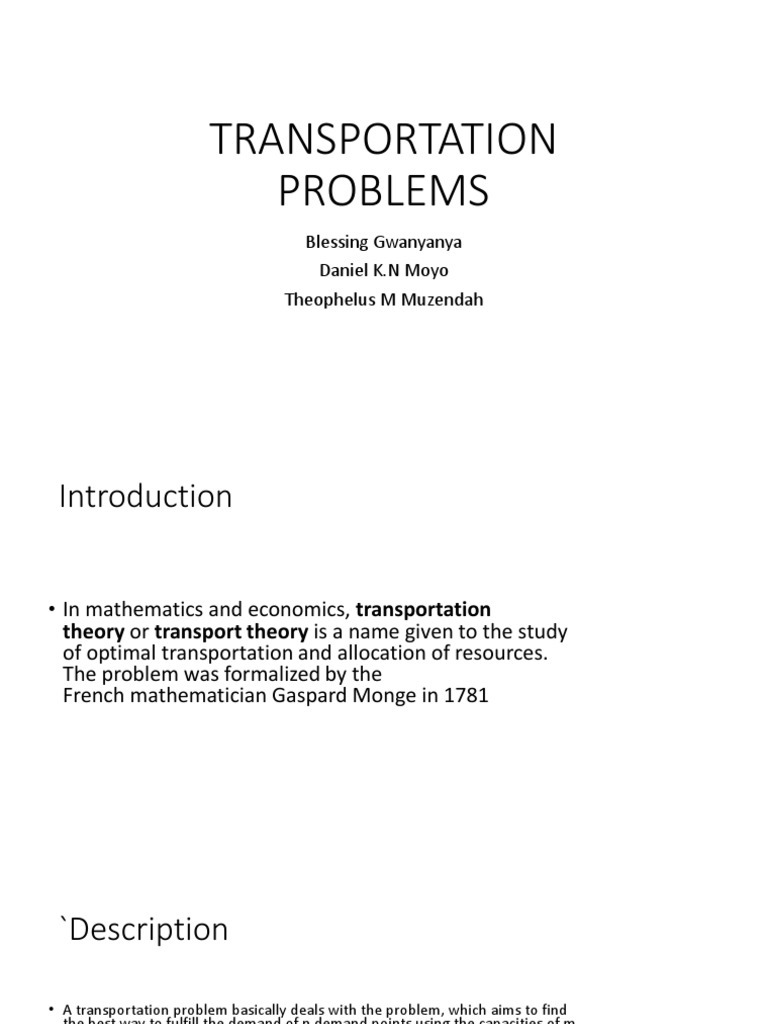 Or Transportation Problems | PDF