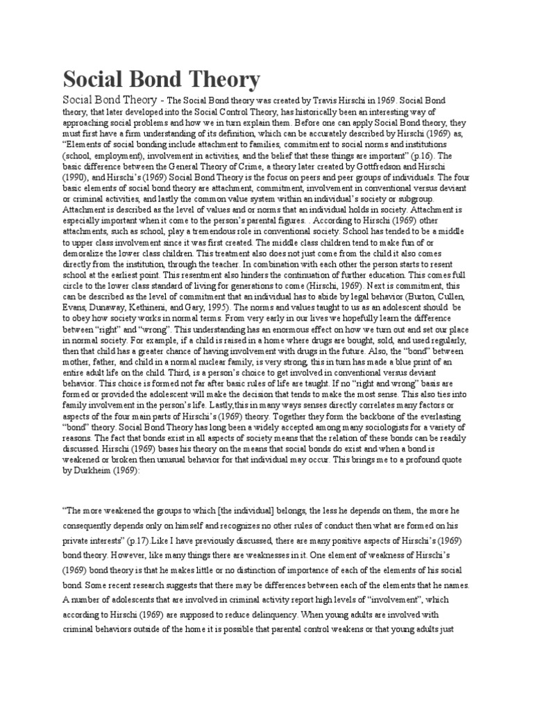 Social Bond Theory | PDF | Deviance (Sociology) | Punishments