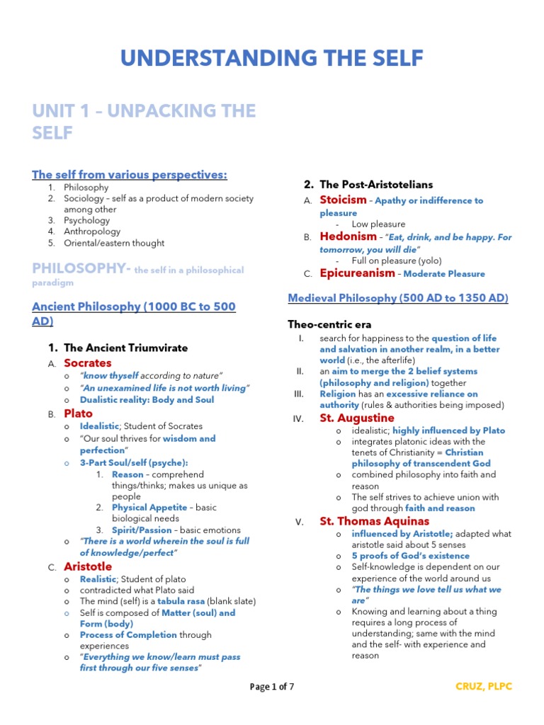 Understanding The Self | PDF | Philosophy Of Self | Id