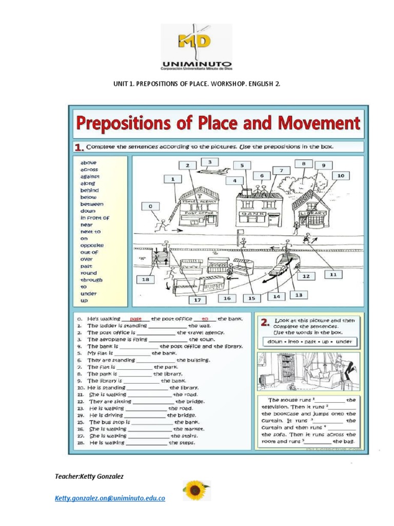 Prepositions of Place Workshop Guide | PDF