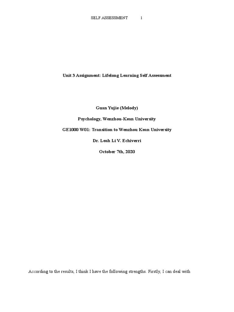 Lifelong Learning Self-Assessment Guide | PDF