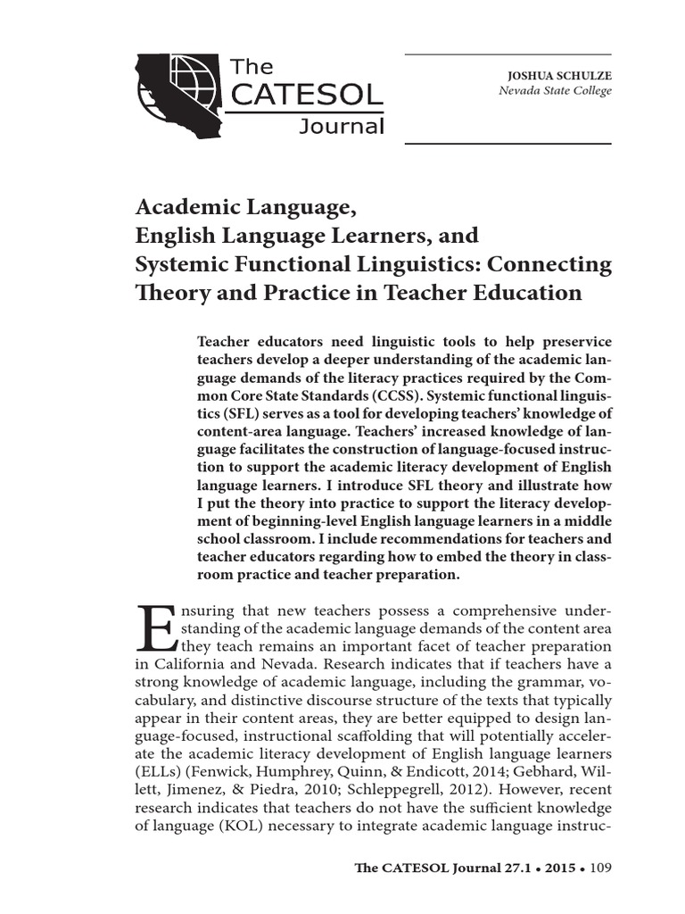 J.S Academic Language | PDF | Linguistics | English As A Second Or ...