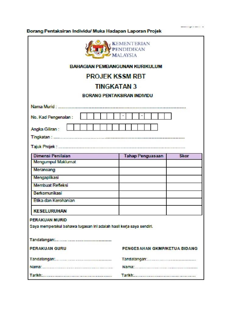Contoh Projek RBT Folio | PDF