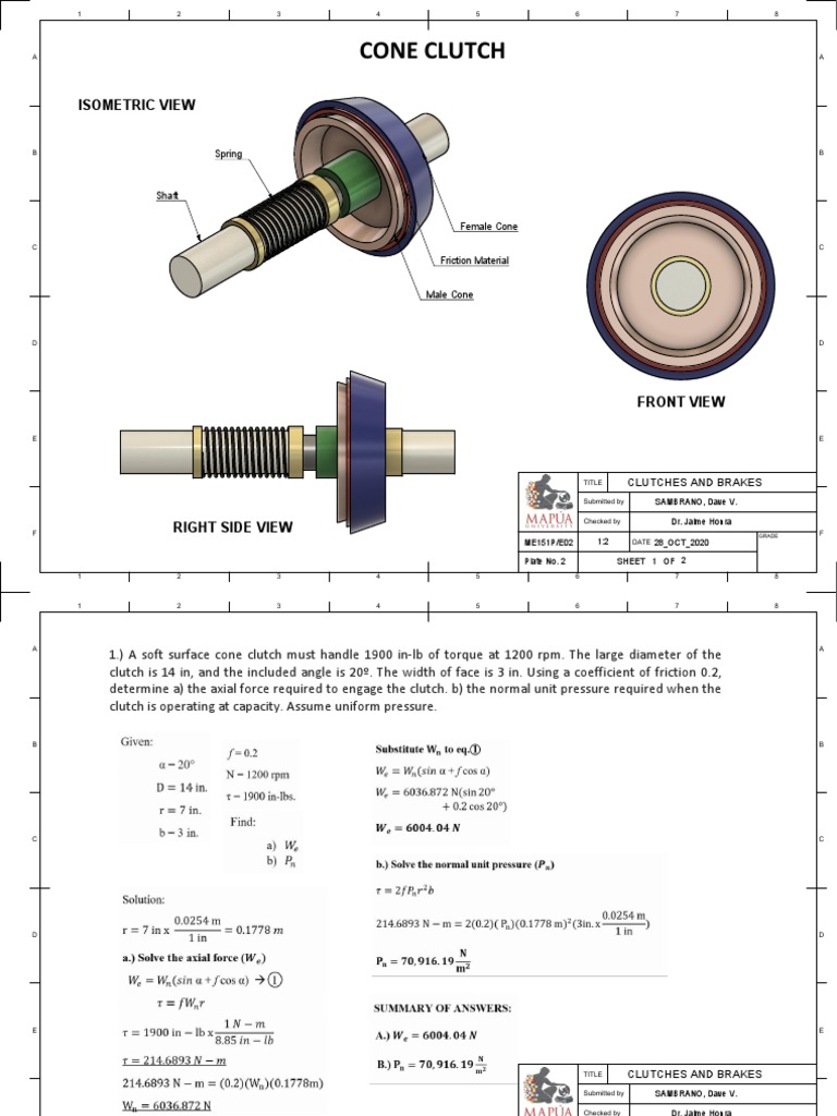 Cone Clutch: Isometric View | PDF | Clutch | Transportation Engineering