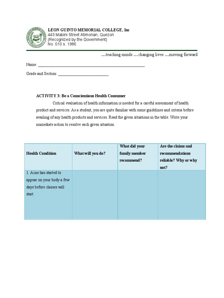 Leon Guinto Memorial Colleg1 | PDF | Self-Improvement | Lifestyle