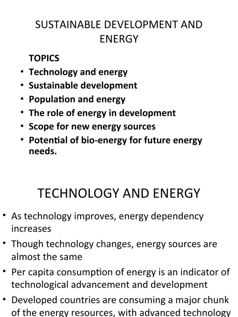 Sustainable Development & Energy | PDF | Sustainability | Bioenergy
