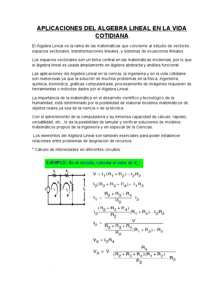 Aplicaciones Del Algebra Lineal en La Vida Cotidiana | PDF | Vector Euclidiano | Espacio vectorial