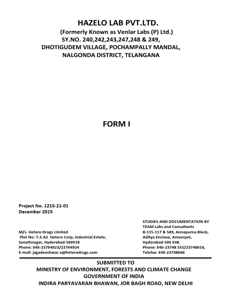 Hazelo Lab EIA Report | PDF | Exhaust Gas | Waste