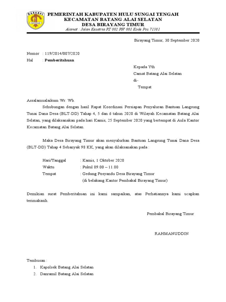 Surat Undangan Kapolsek Danramil | PDF