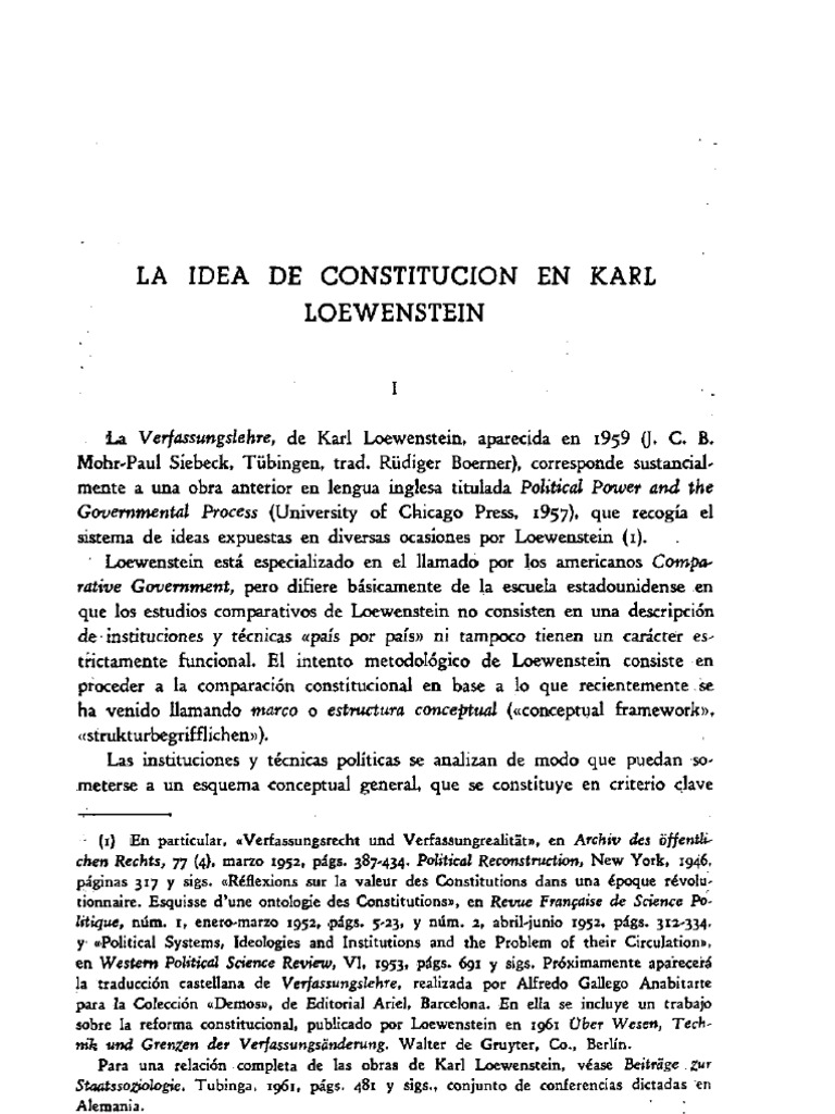 Idea de Karl Loewenstein | PDF | Constitución | Democracia