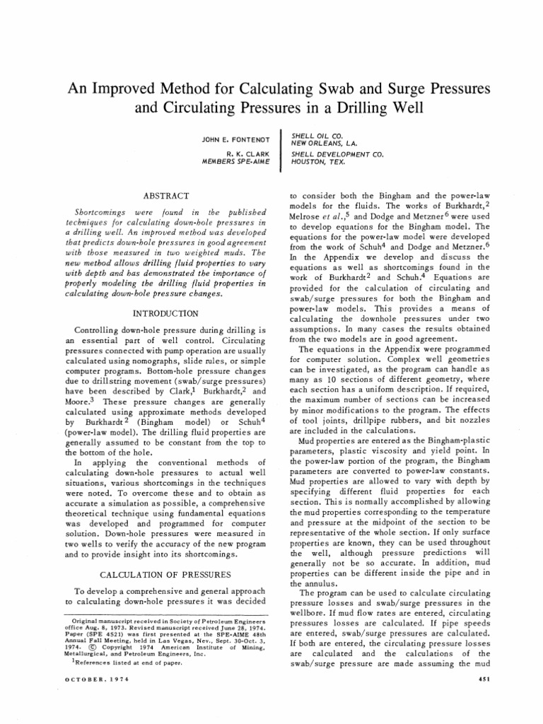 IMPROVED METHOD FOR CALCULATING SWAB AND SURGE PRESSURES AND ...
