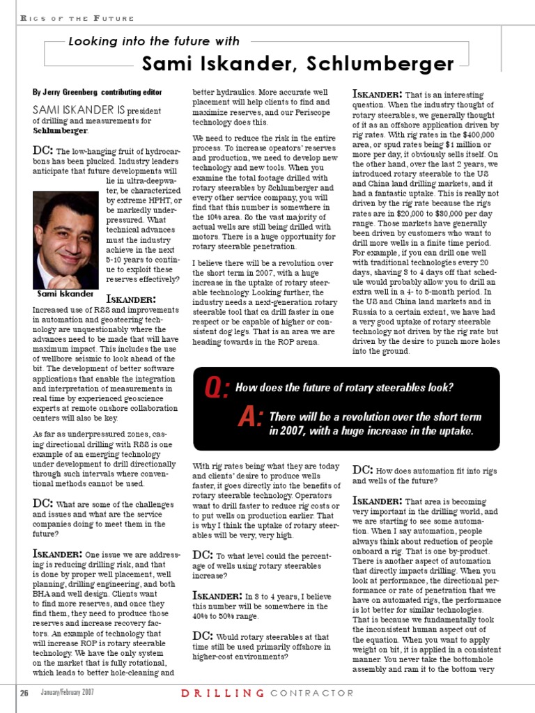Sami Iskander, Schlumberger: Looking Into The Future With | PDF | Oil ...