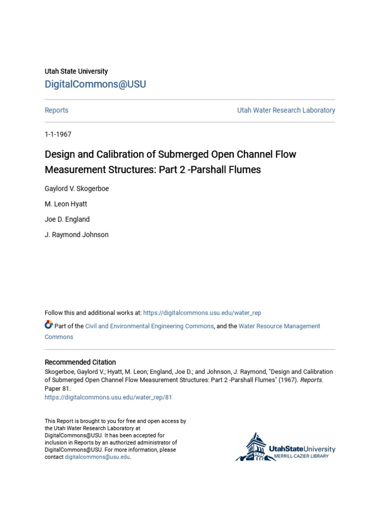 Design and Calibration of Submerged Open Channel Flow Measurement | PDF ...