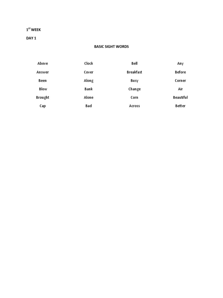 Grade 2 Basic Sight Words | PDF