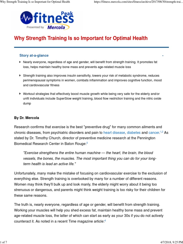 Importance of Strength Training for Health | PDF | Strength Training ...