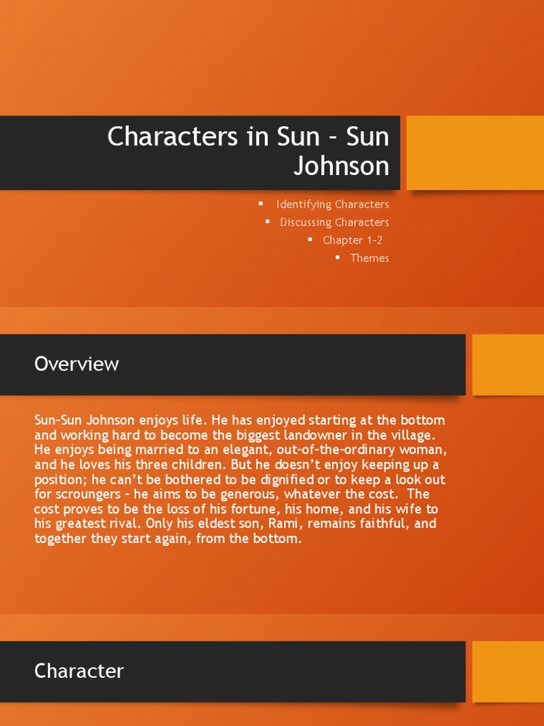 Characters in Sun - Sun Johnson: Identifying Characters Discussing ...