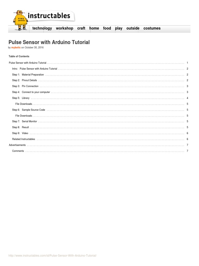 Pulse Sensor With Arduino Tutorial | PDF | Arduino | Electronic Engineering