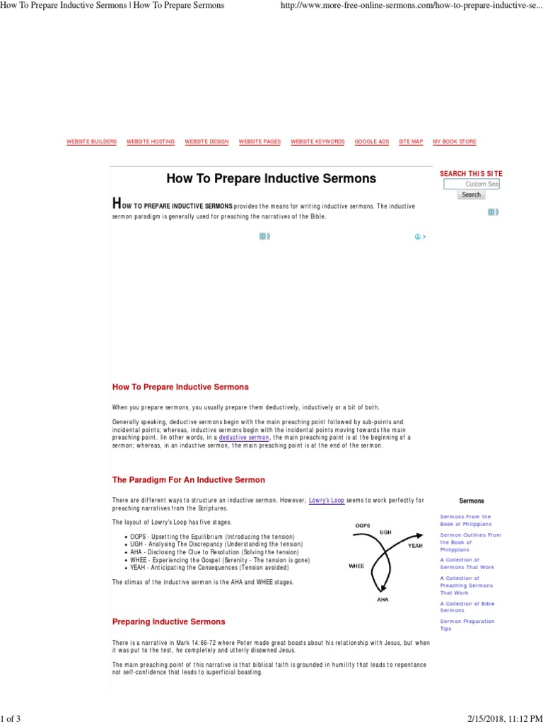 How To Prepare Inductive Sermons - How To Prepare Sermons | PDF | Saint ...