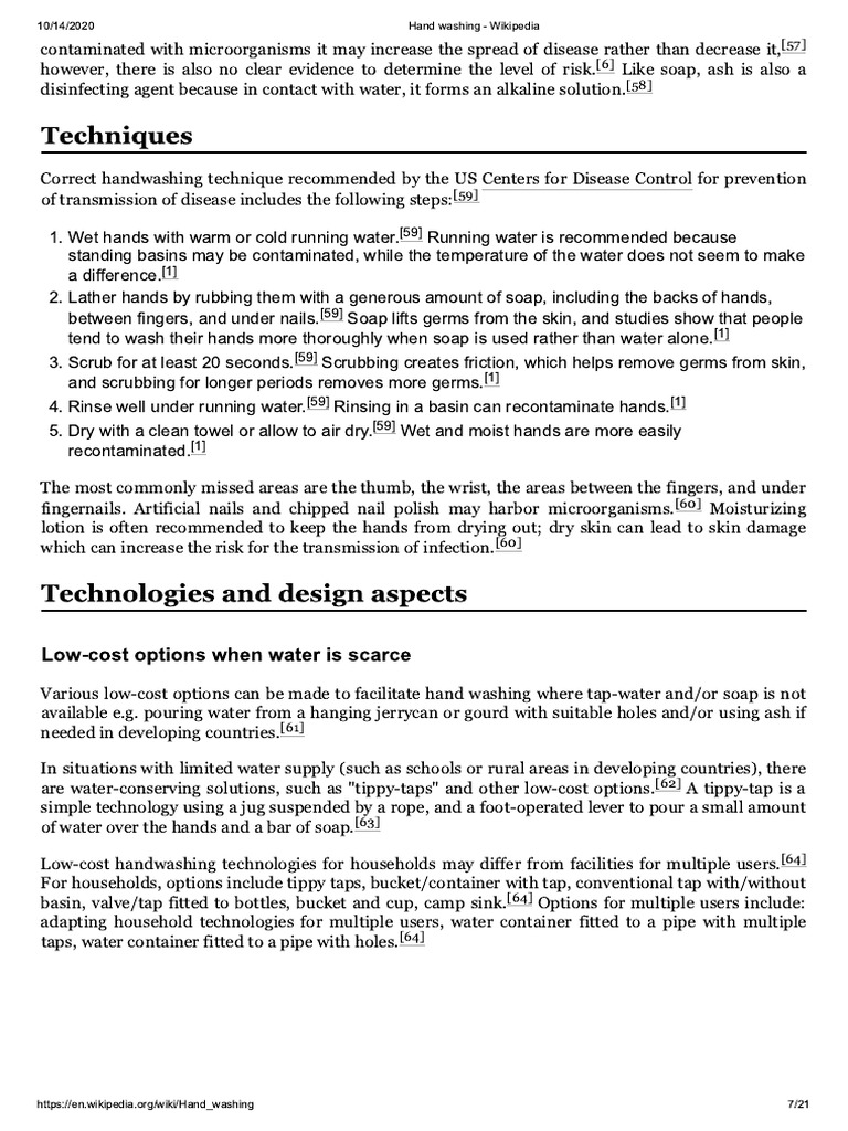 Hand Washing - Wikipedia 7 | PDF