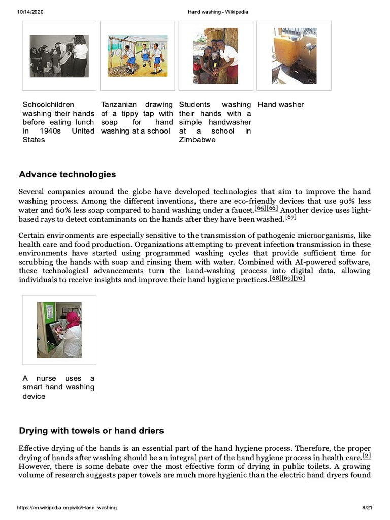 Hand Washing - Wikipedia 8 | PDF