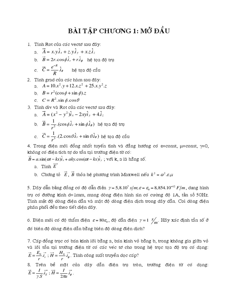 Bai Tap Chuong 1 | PDF