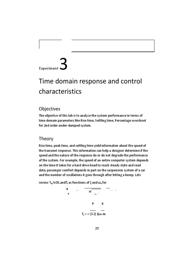 Time Domain Response and Control Characteristics: Objectives | PDF | Applied Mathematics ...