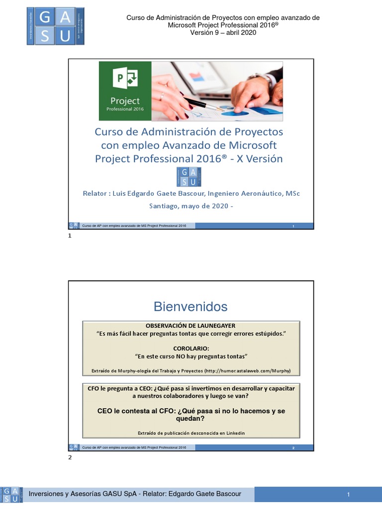 Curso de Administración de Proyectos Con Empleo Avanzado de MS Project ...