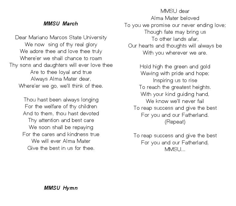 A Song of Loyalty and Gratitude: The Mariano Marcos State University ...