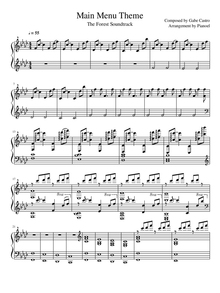 Main Menu Theme Piano Arrangement - The Forest Sound Track SHEETS PDF | PDF