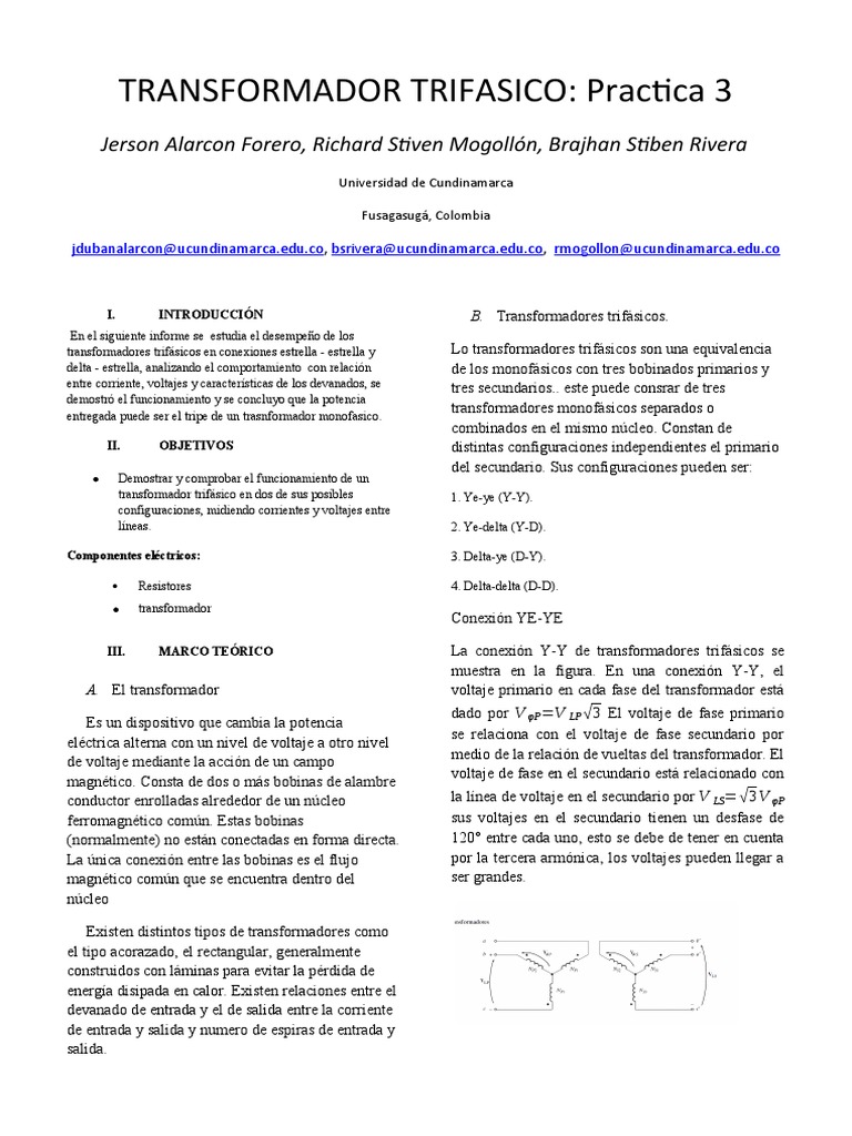 Lab 3 Transformador Trifasico | PDF | Transformador | Inductor Lab 3 Transformador Trifasico | PDF | Transformador | Inductor