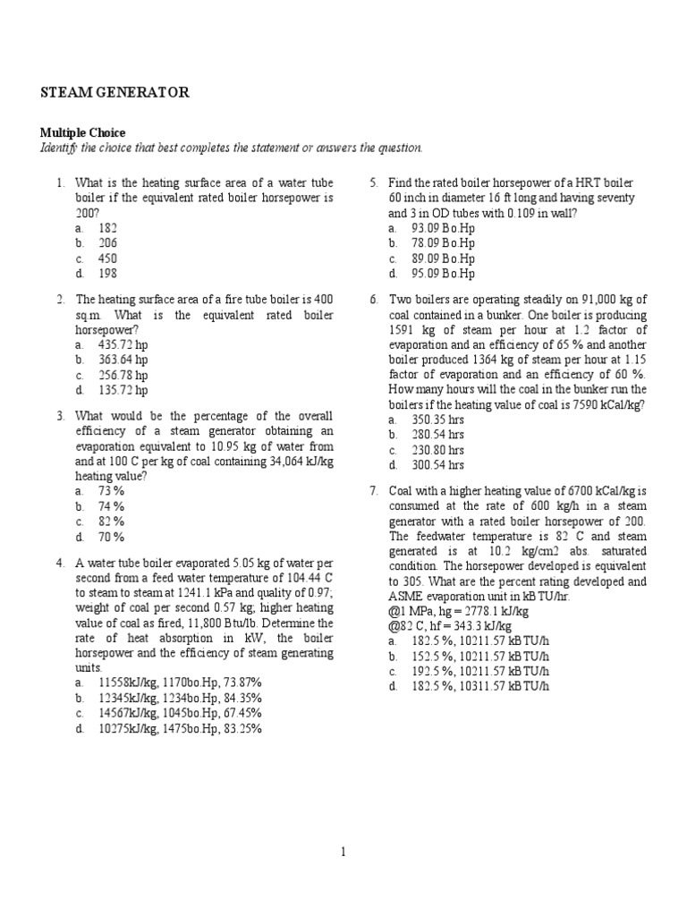Steam Generators | PDF | Boiler | Horsepower