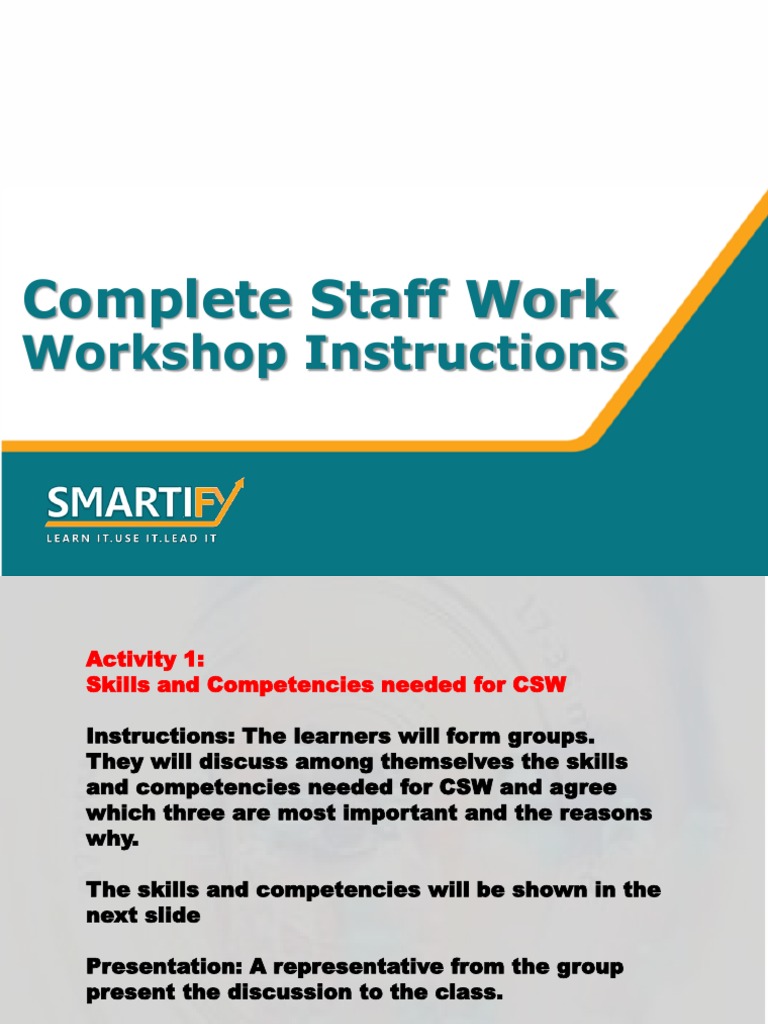 CSW - Workshop Instructions - Revised | PDF | Competence (Human ...