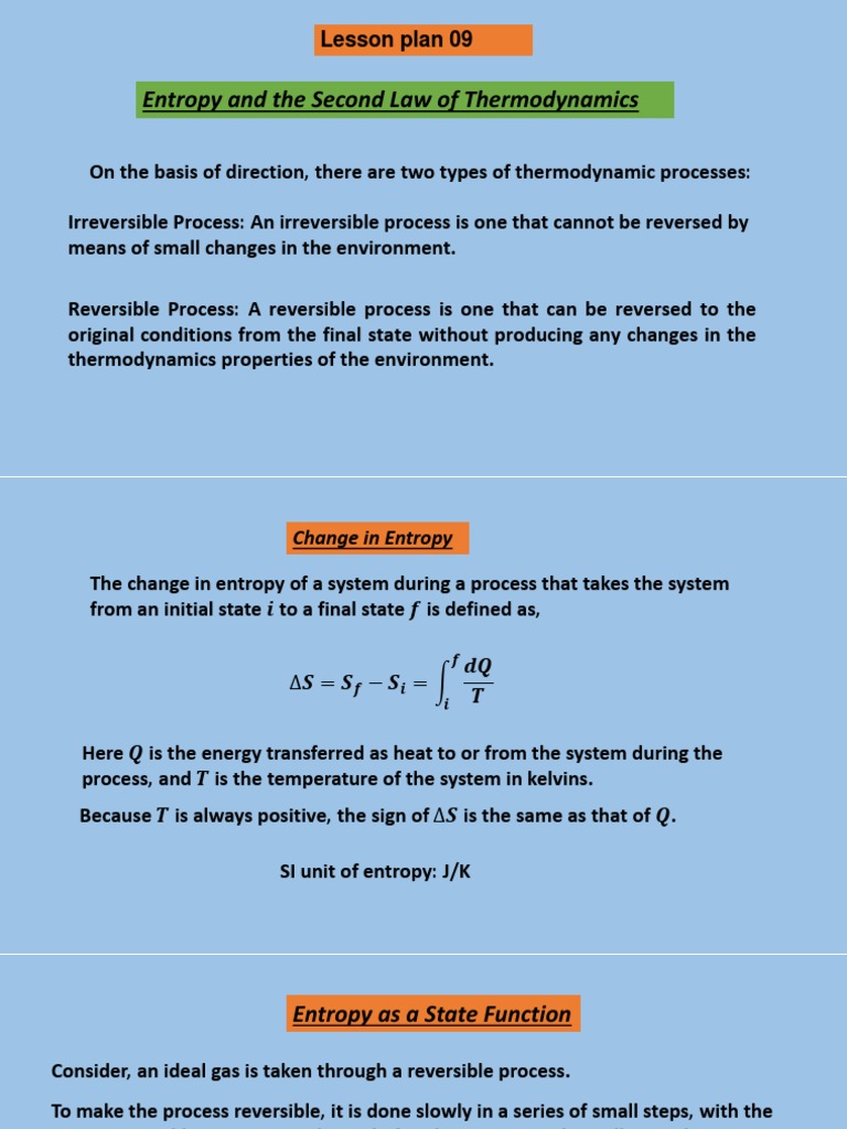 Lesson Plan 09 | PDF | Entropy | Thermodynamics