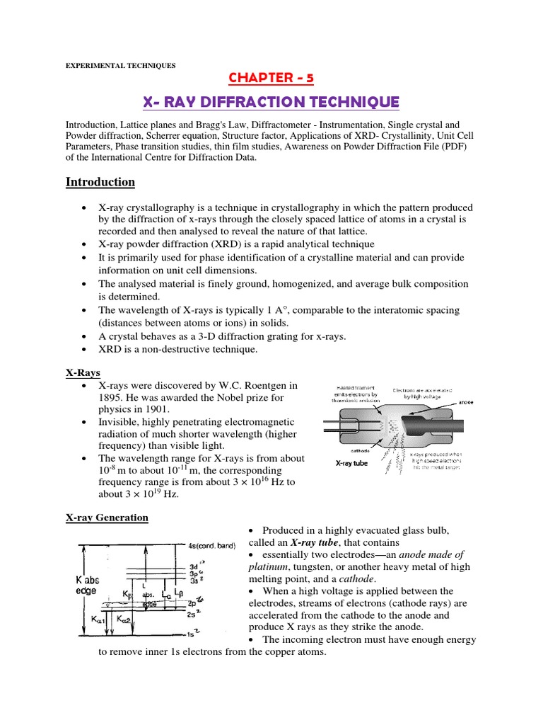 Calicut University M.SC PHYSICS Experimental Techniques X-RAY DIFFRACTION TECHNIQUES JOYAL (STC ...