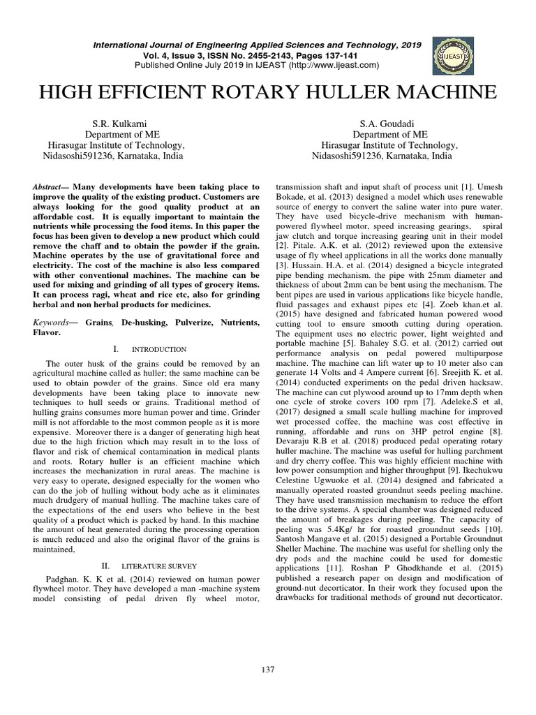 Huller Machine | PDF | Belt (Mechanical) | Machines