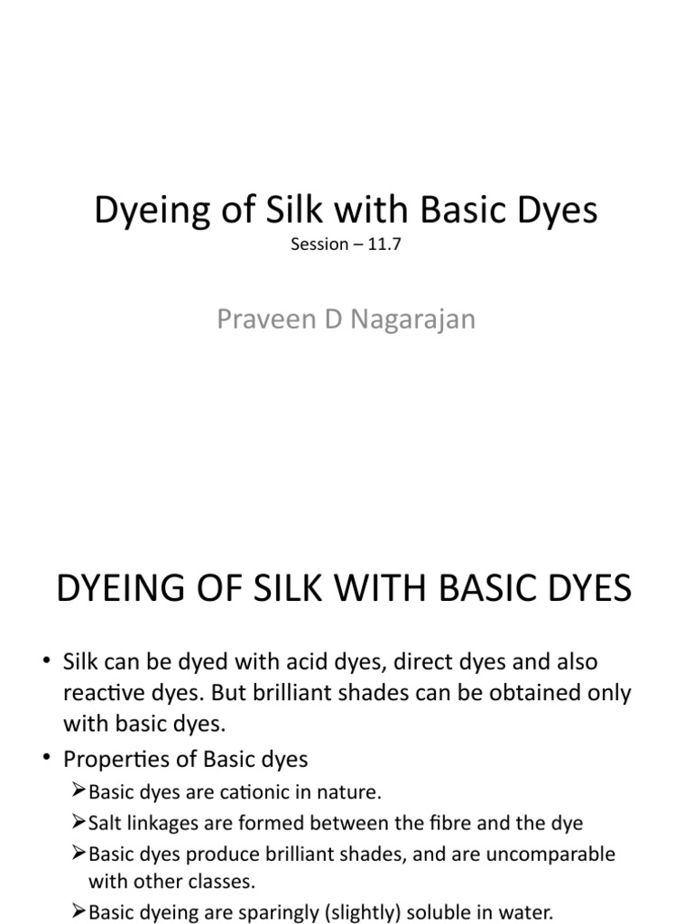 Silk Dyeing with Basic Dyes Guide | PDF