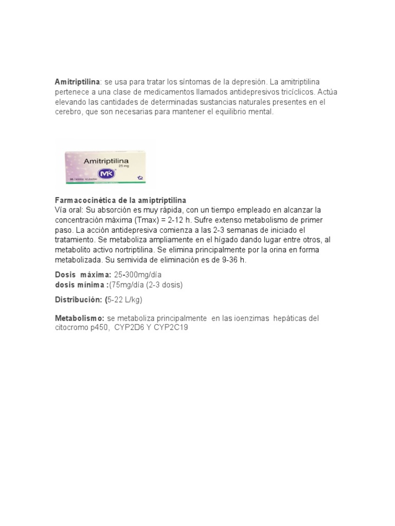 Uso y dosis de amitriptilina | PDF | Antidepresivo | Serotonina