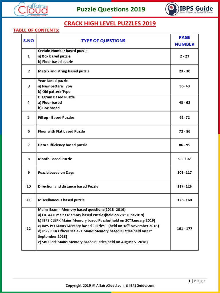 Crack High Level Puzzle Question 2019 - Edition 1 PDF | PDF | Matrix ...
