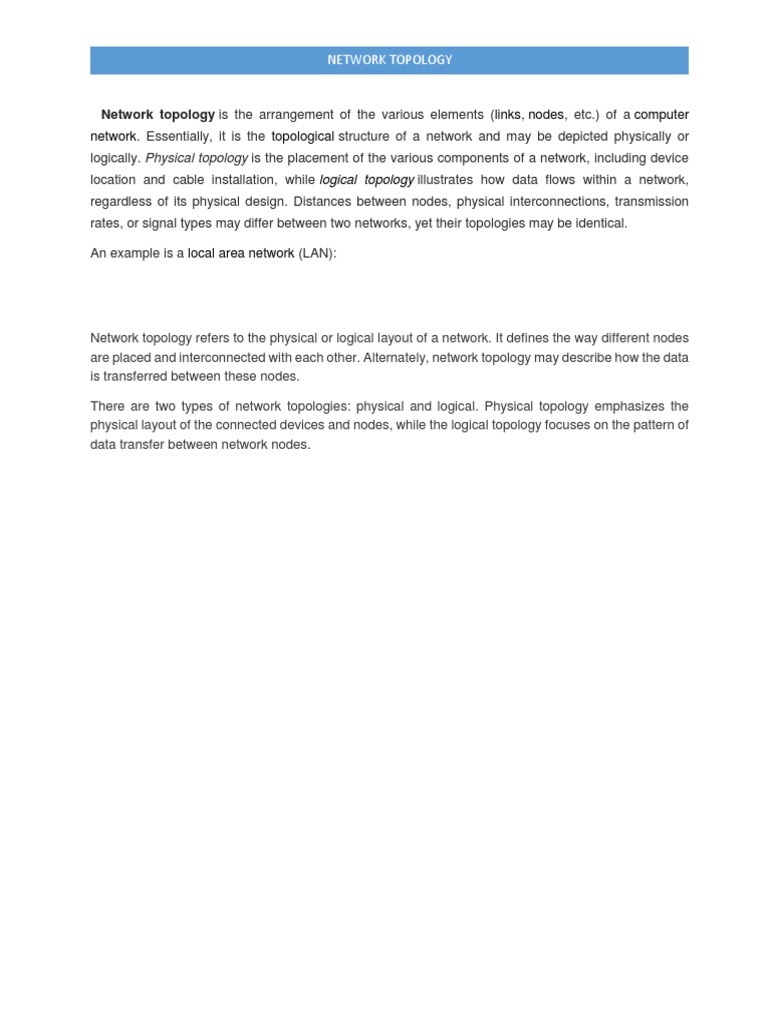 Network Topology Is The Arrangement Of The Various Elements Pdf