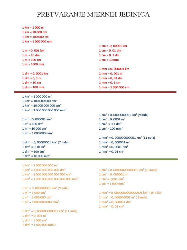 Pretvaranje Mjernih Jedinica | PDF