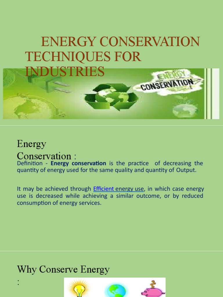 Energy Conservation Technique in Industries | PDF | Efficient Energy ...