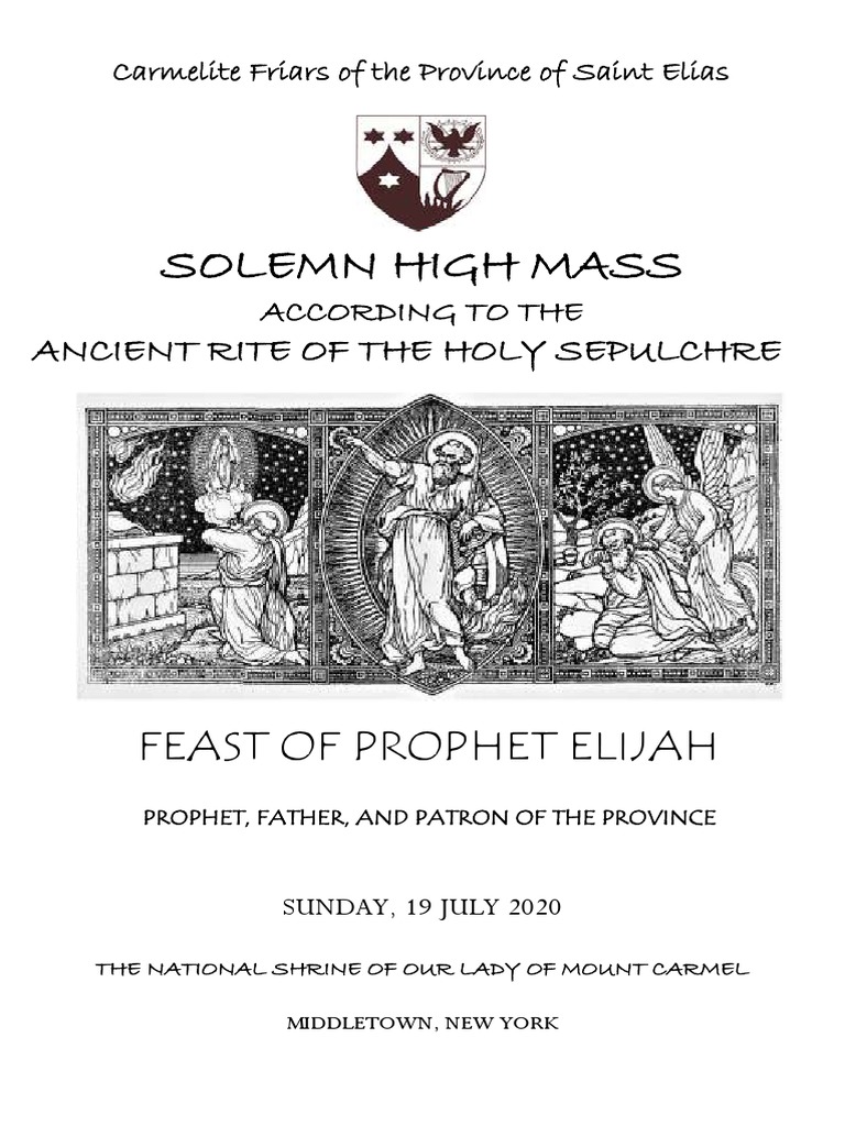 Solemn High Mass: Feast of Prophet Elijah | PDF | Mass (Liturgy) | Catholic Liturgy