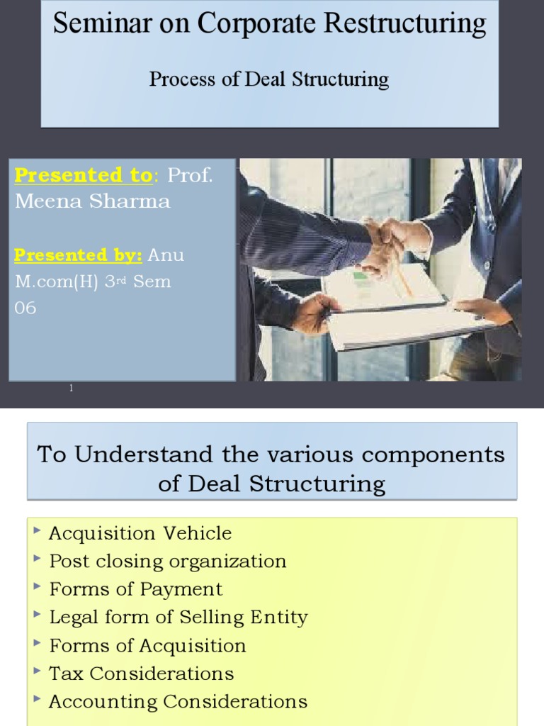 Process of Deal Structuring Process of Deal Structuring: Presented To ...
