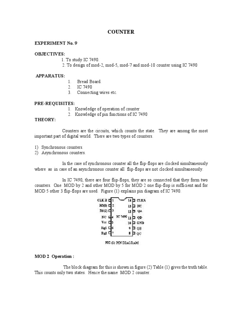 Counter: Experiment No. 9 Objectives | Download Free PDF | Electrical ...