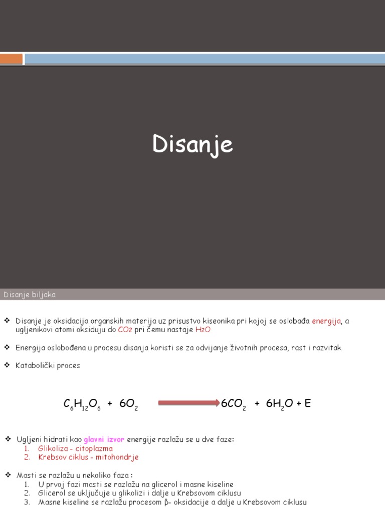 Disanje Glikoliza | PDF