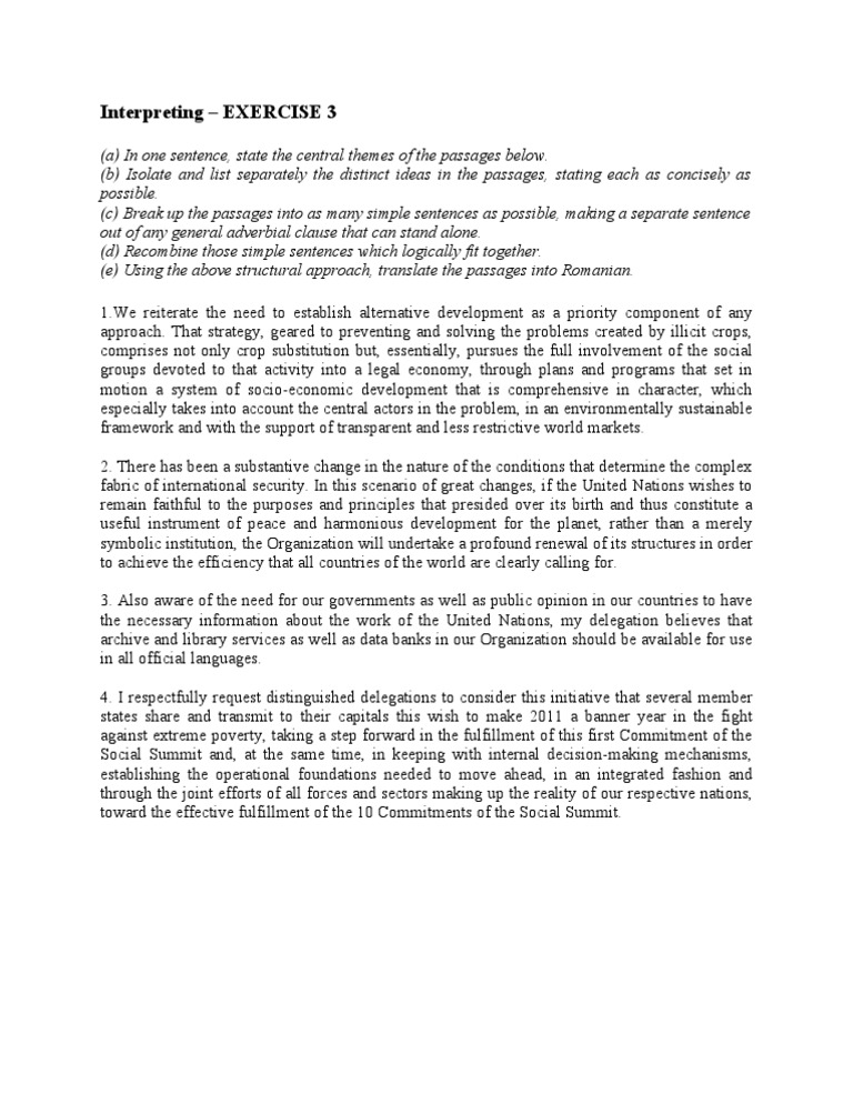 Interpreting - EXERCISE 3 | PDF | Sentence (Linguistics) | Sustainability